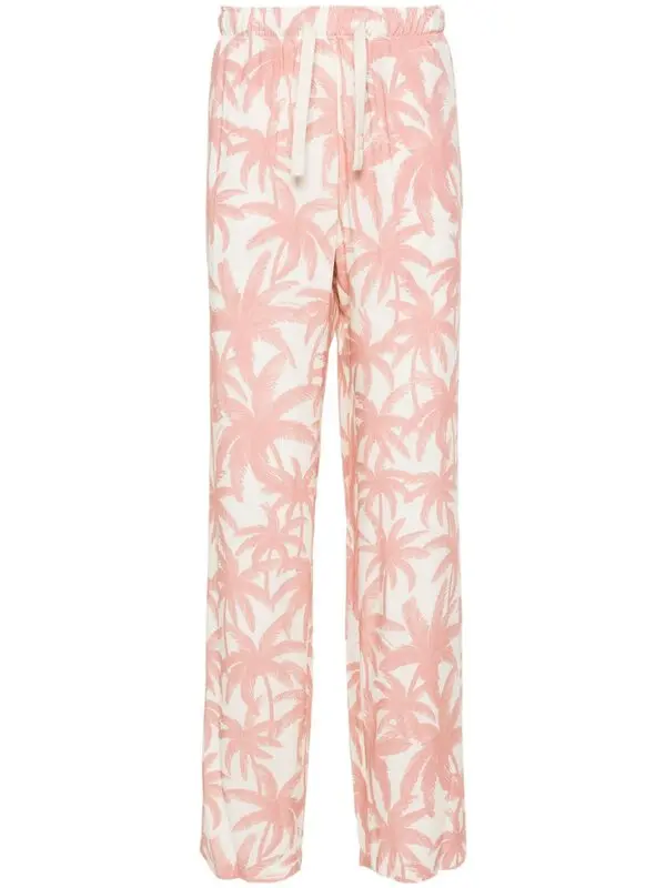 Palm Angels Palms-print Wide-leg Trousers - Pink