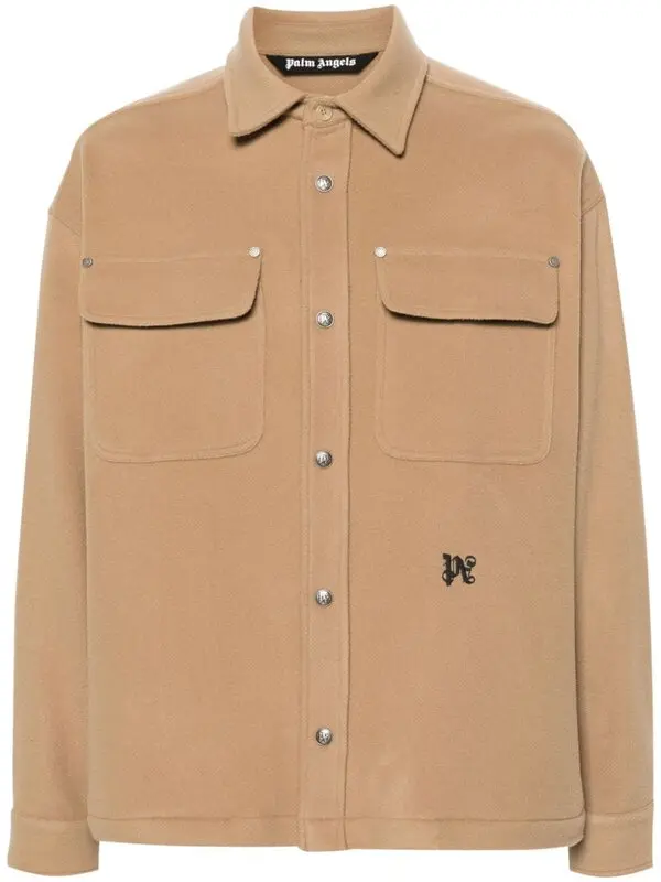 Palm Angels Logo-embroidered Shirt Jacket - Neutrals