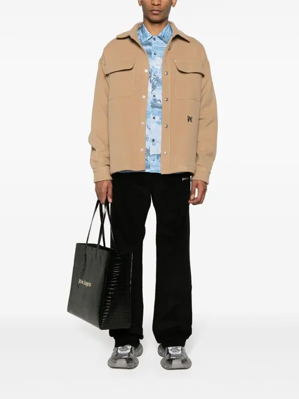 Palm Angels Logo-embroidered Shirt Jacket - Neutrals