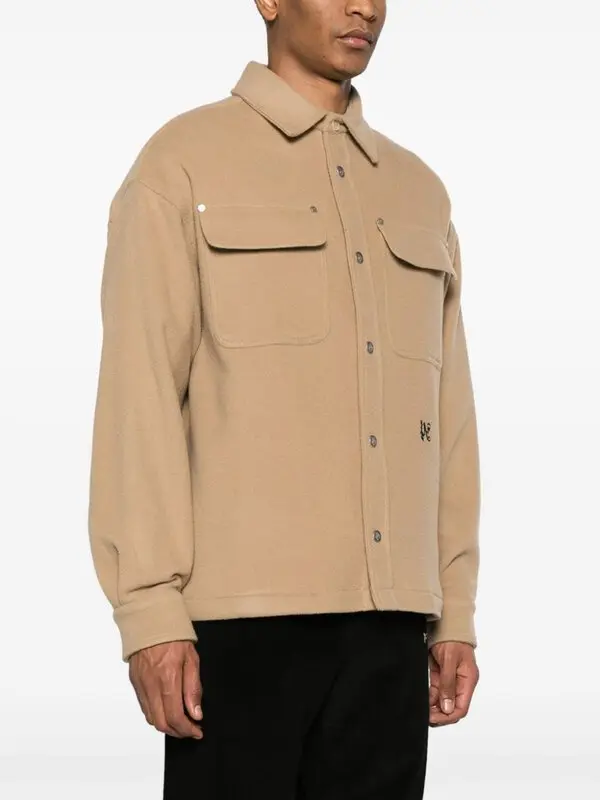 Palm Angels Logo-embroidered Shirt Jacket - Neutrals