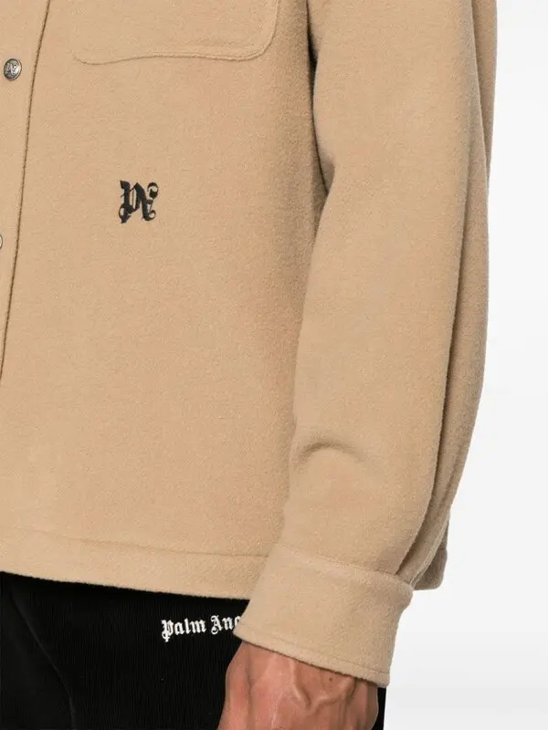 Palm Angels Logo-embroidered Shirt Jacket - Neutrals