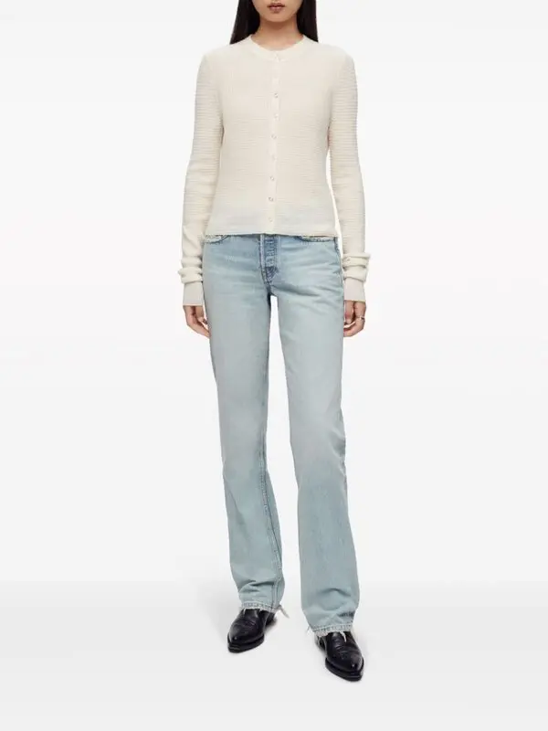 RE/DONE Waffle-knit Round-neck Cardigan