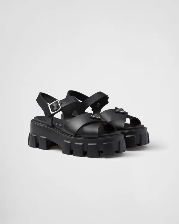 Prada Monolith Rubber Sandals - Black
