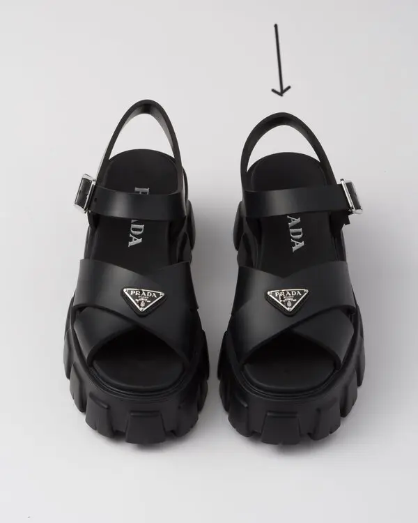 Prada Monolith Rubber Sandals - Black