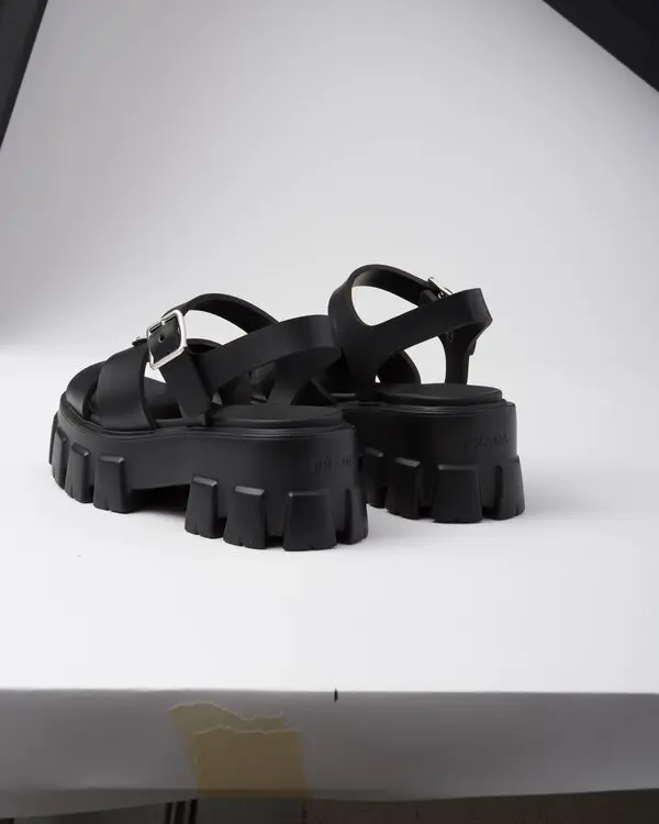 Prada Monolith Rubber Sandals - Black