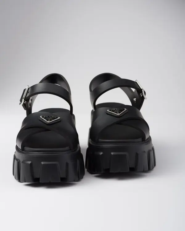 Prada Monolith Rubber Sandals - Black