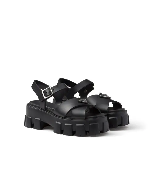 Prada Monolith Rubber Sandals - Black