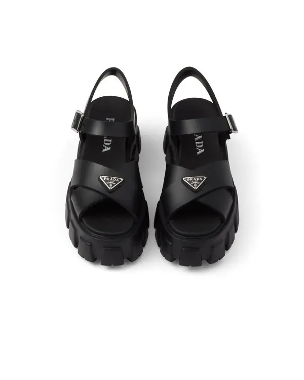 Prada Monolith Rubber Sandals - Black