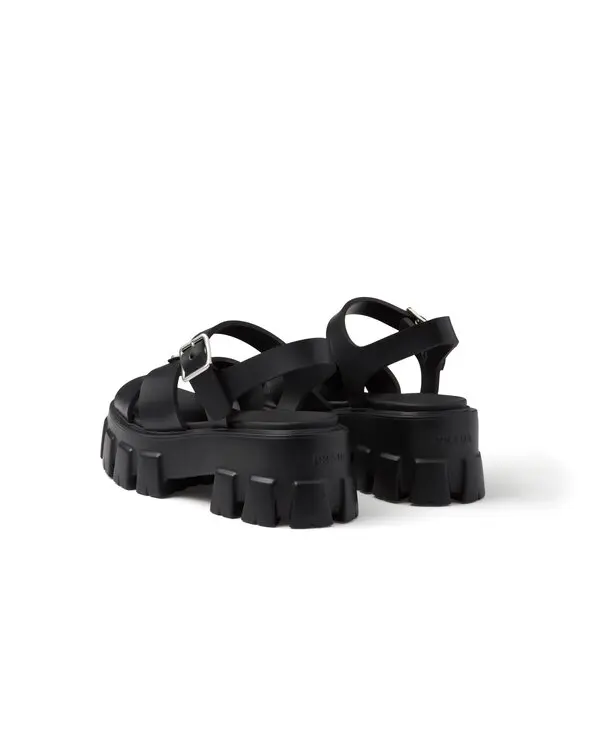 Prada Monolith Rubber Sandals - Black