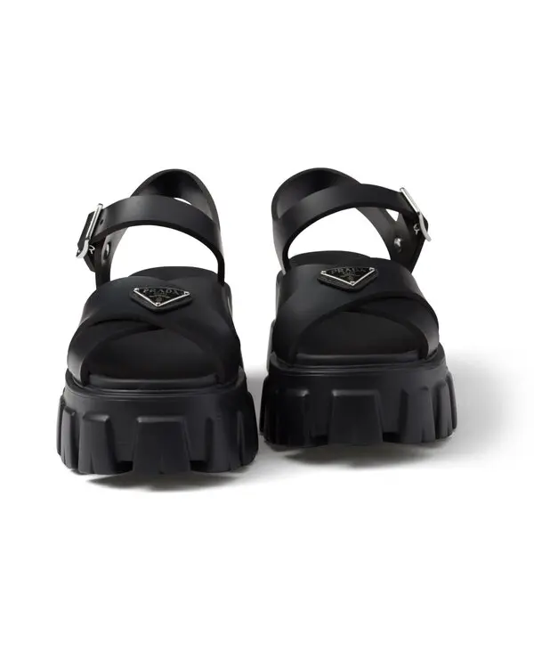 Prada Monolith Rubber Sandals - Black