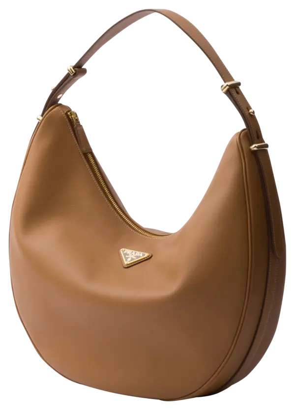 PRADA PRADA ARQUE CARAMEL LARGE LEATHER SHOULDER BAG