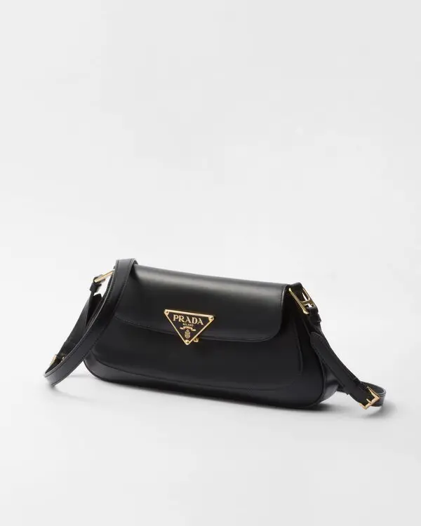 PRADA SHOULDER BAG LEATHER × NYLON Prada Leather Shoulder Bag - Black | Editorialist