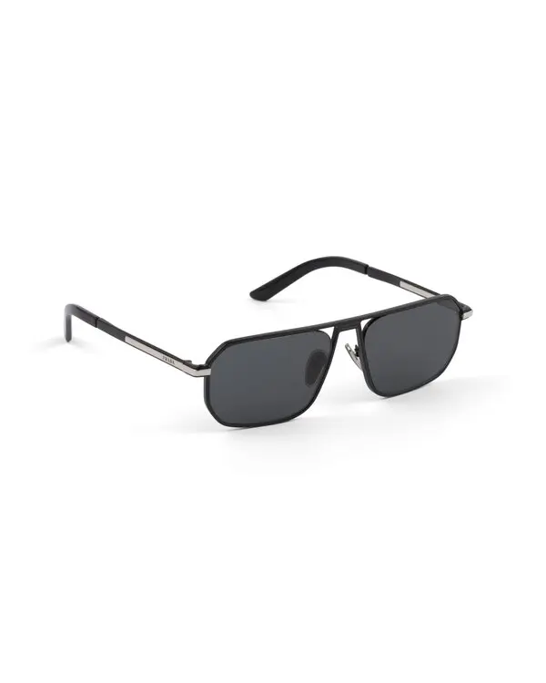 Prada Sunglasses With Metal Frame And Iconic Metal Plaque