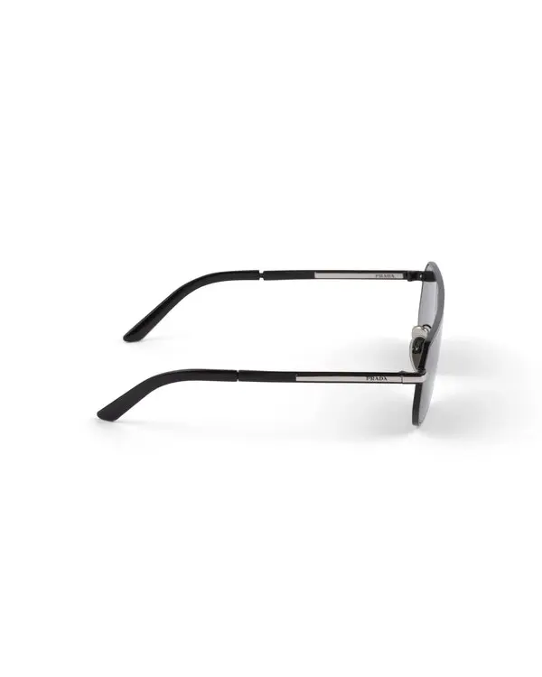 Prada Sunglasses With Metal Frame And Iconic Metal Plaque