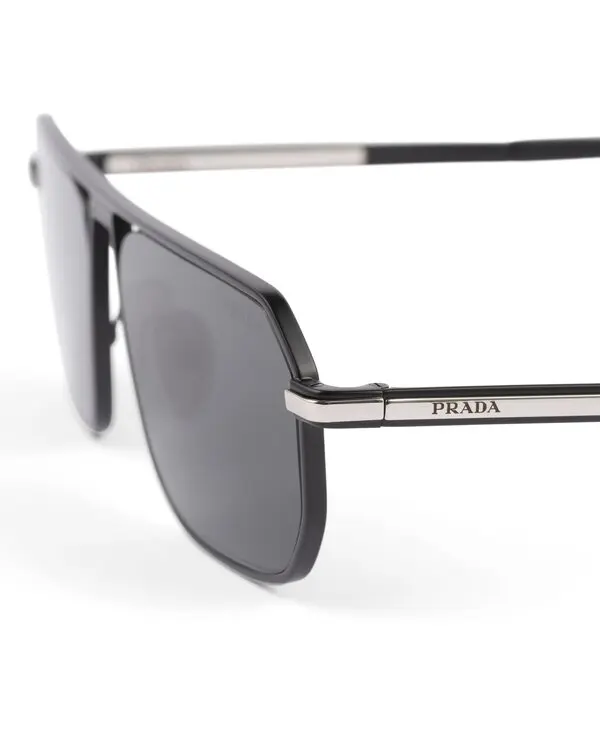 Prada Sunglasses With Metal Frame And Iconic Metal Plaque