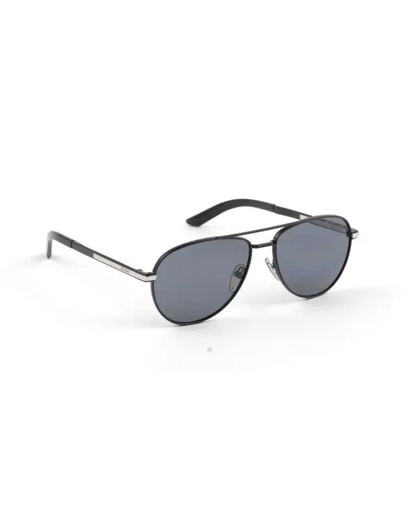 Prada Aviator Sunglasses With Metal Frame And Polarized - Lenses
