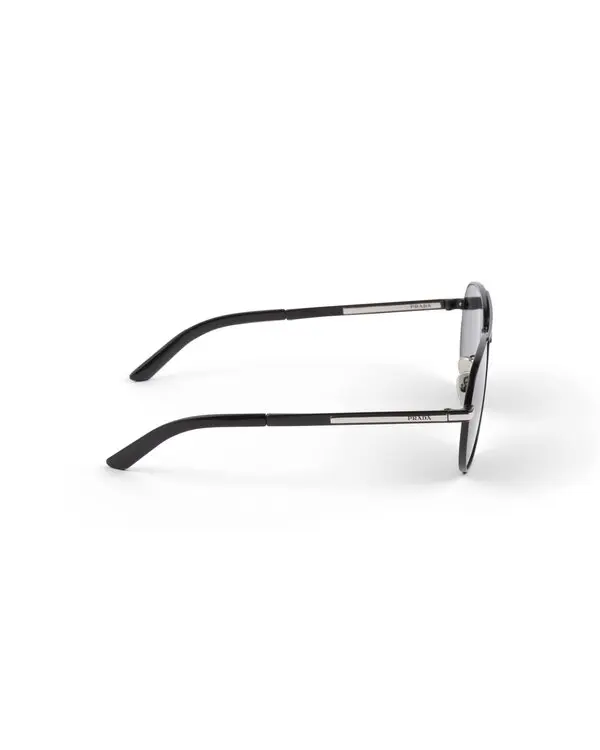 Prada Aviator Sunglasses With Metal Frame And Polarized - Lenses