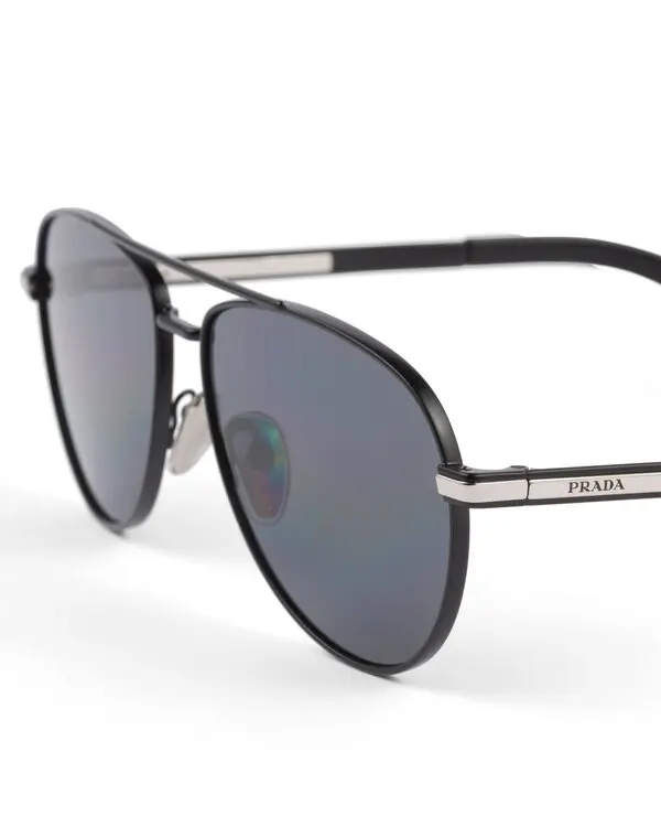 Prada Aviator Sunglasses With Metal Frame And Polarized - Lenses