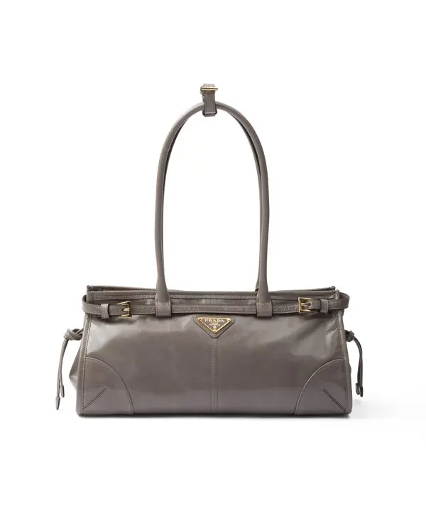 Prada Bonnie Medium Leather Handbag - Grey