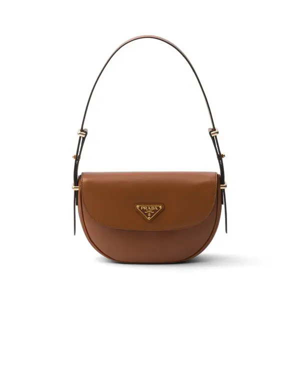 Prada Arqué Leather Shoulder Bag - Brown