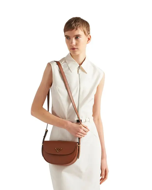 Prada Arqué Leather Shoulder Bag - Brown