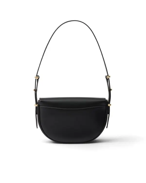 Prada Arqué Leather Shoulder Bag With Flap - Black