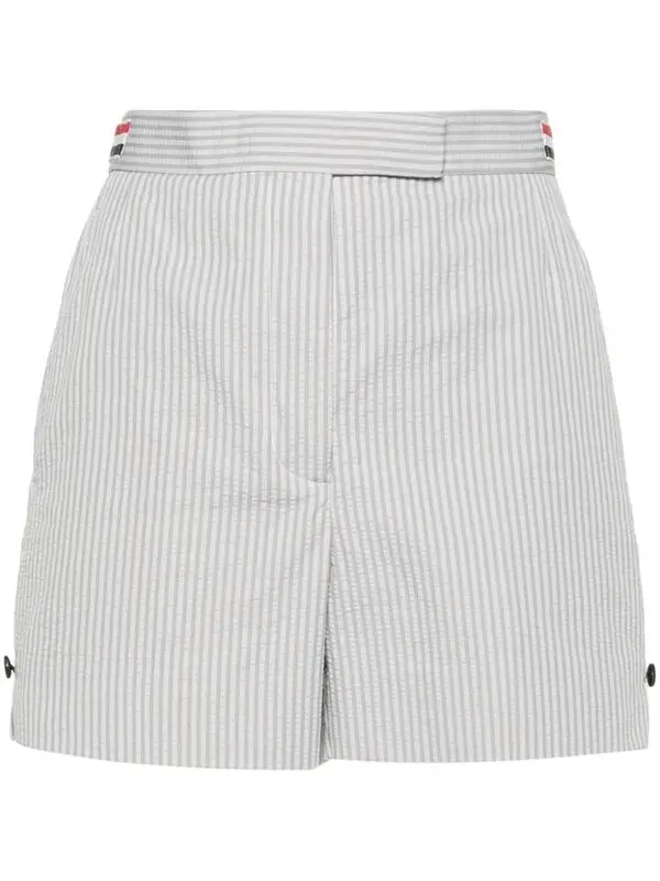 Thom Browne Striped Seersucker Shorts - Grey