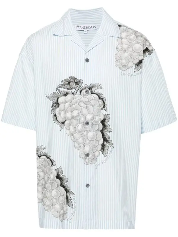 JW Anderson Grape-print Cotton Shirt - Blue