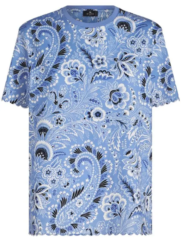 Etro Bandana-print Cotton T-shirt - Blue
