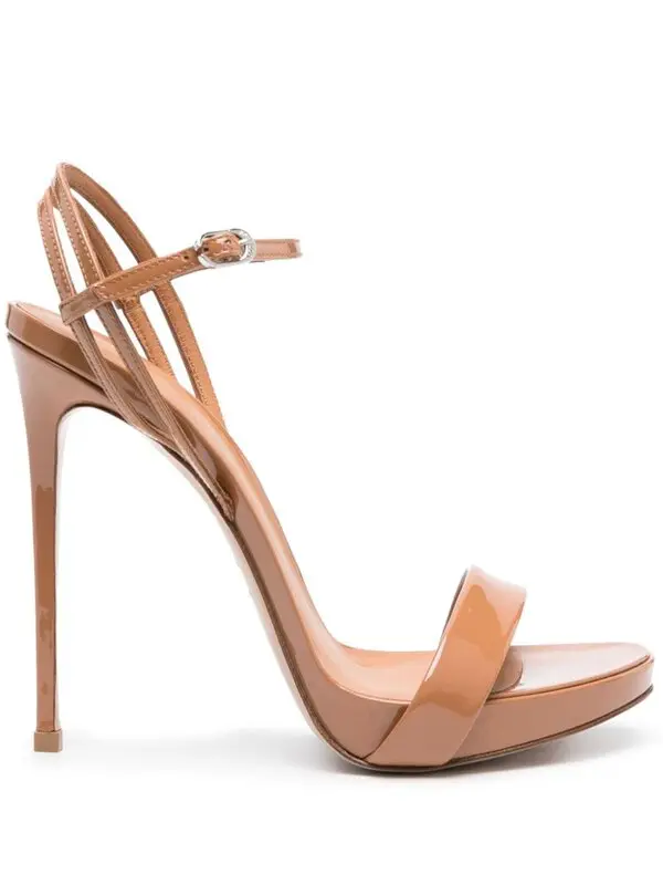 LE SILLA Gwen 120mm Leather Sandals - Brown