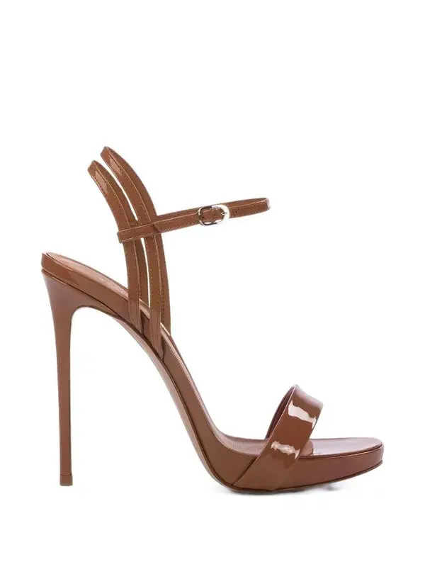 LE SILLA Gwen 120mm Leather Sandals - Brown