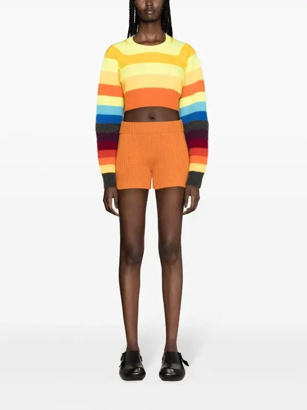 Alanui Ribbed-knit Thigh-high Shorts - Orange