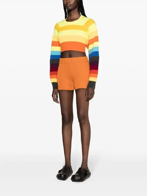 Alanui Ribbed-knit Thigh-high Shorts - Orange