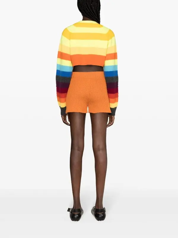 Alanui Ribbed-knit Thigh-high Shorts - Orange