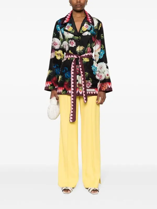 Dolce & Gabbana Floral-print Silk Shirt - Black