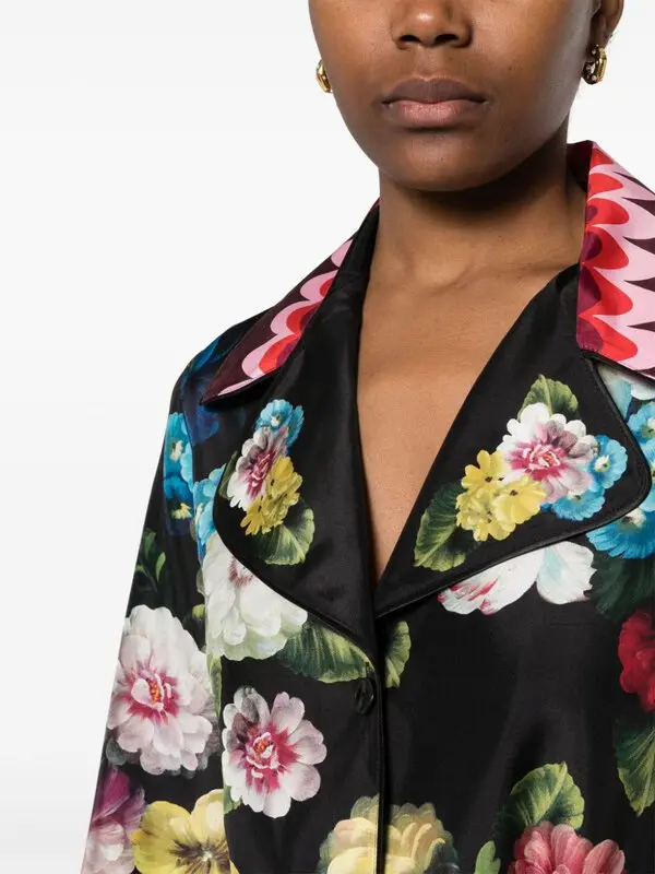 Dolce & Gabbana Floral-print Silk Shirt - Black