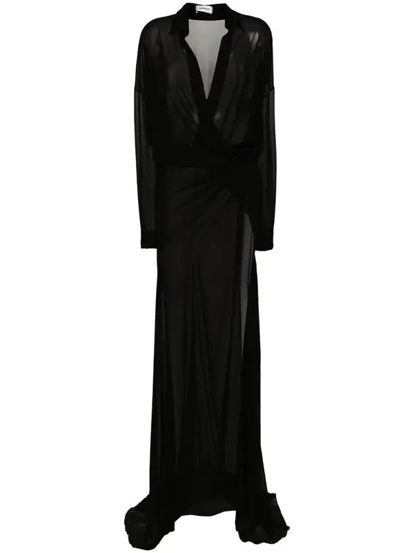 MONOT Sheer Maxi Shirt Dress
