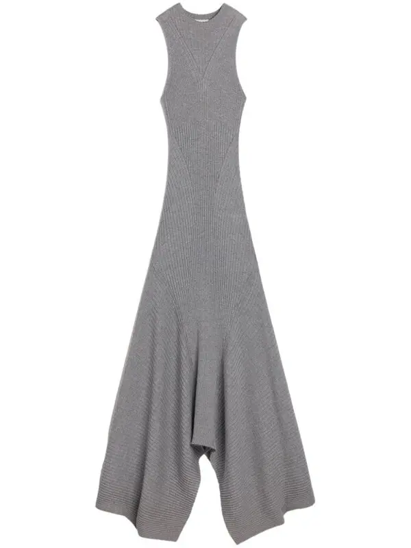 AMI Paris Asymmetric Wool Dress - Grey