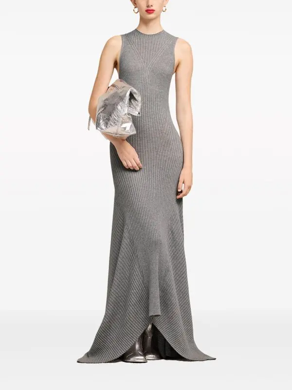 AMI Paris Asymmetric Wool Dress - Grey