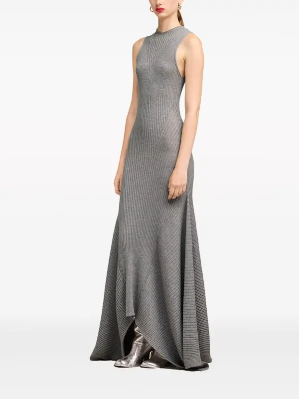AMI Paris Asymmetric Wool Dress - Grey