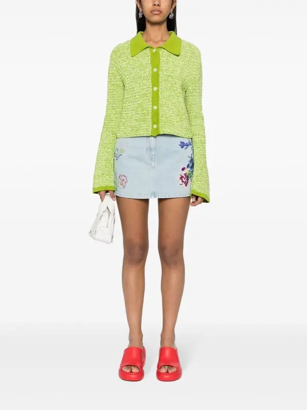 Kenzo Floral-embroidered Denim Mini Skirt