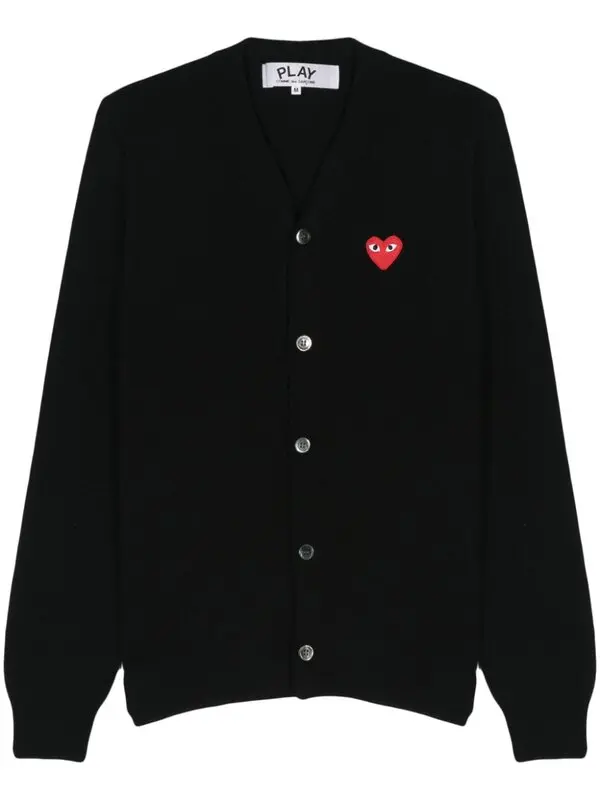 Play Comme Des Garcon Heart-patch Wool Cardigan