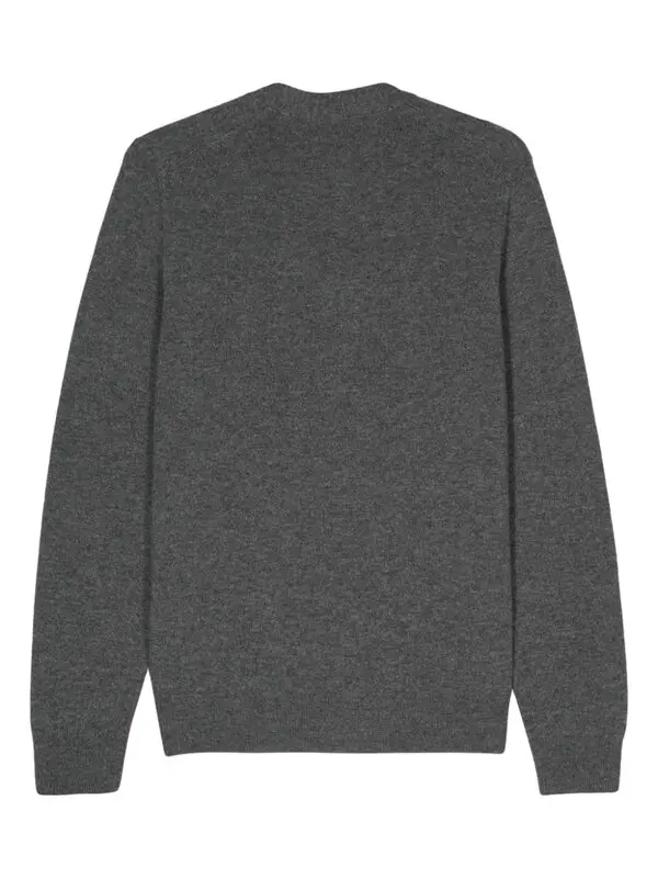 Play Comme Des Garcon Heart-patch Wool Cardigan - Grey