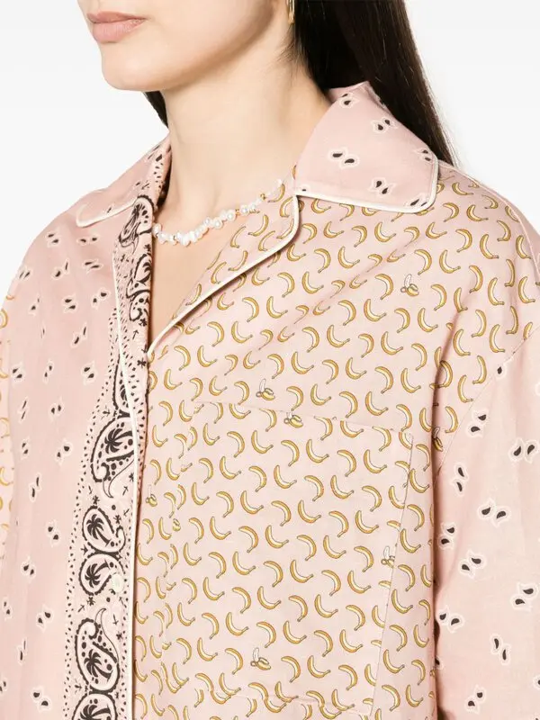 Palm Angels Mix-print Camp-collar Shirt