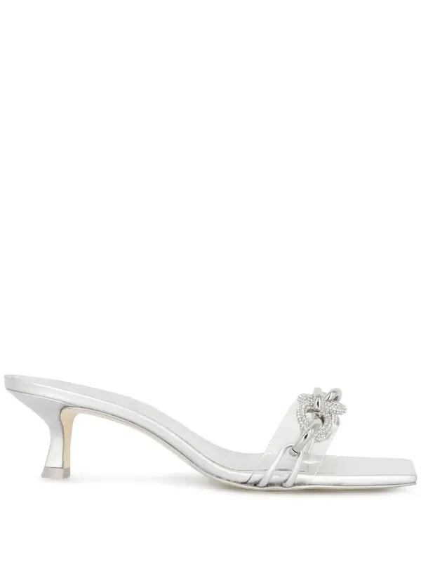 Cult Gaia Lynn Metallic Leather Sandals - Silver