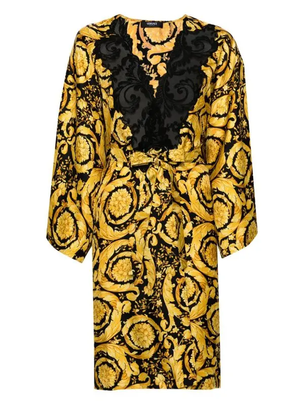 Versace Barocco-print Silk Robe