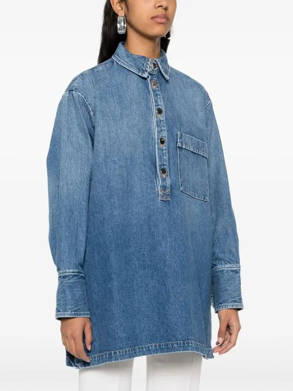 Plan C Side-buttoned Denim Shirt