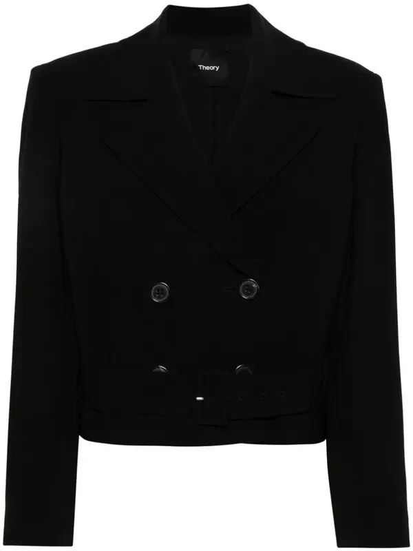 Theory Double-breasted Cropped Jacket - Black