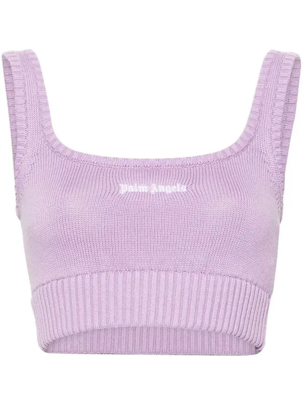 Palm Angels Embroidered-logo Knit Tank Top - Purple