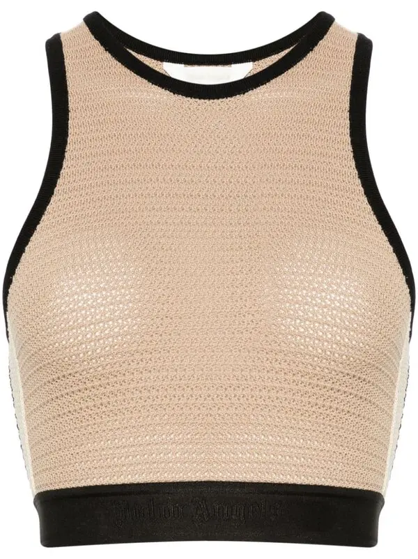 Palm Angels Logo-tape Knitted Tank Top - Neutrals